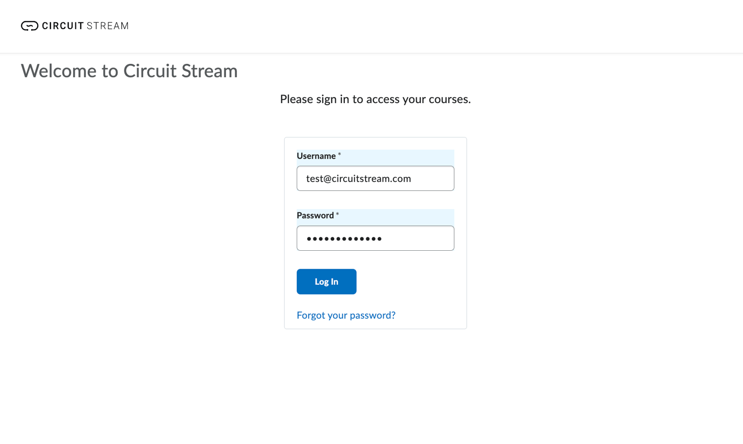 Logging into the Circuit Stream LMS