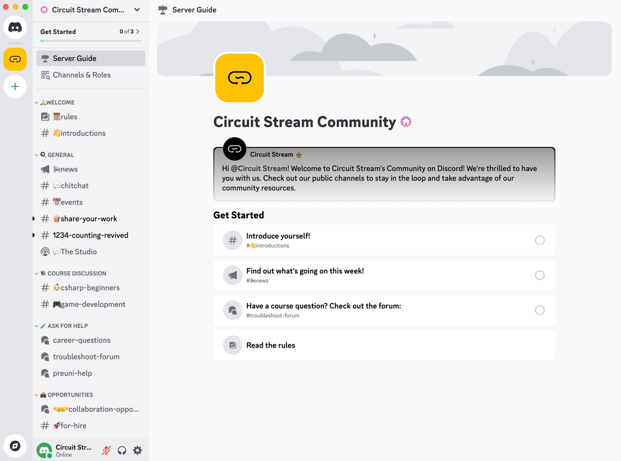 Getting Started on the Circuit Stream Discord Server